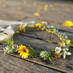 Yellow Flower Crown Sunflower Crown Fall Autumn Flower Crown Wreath ...