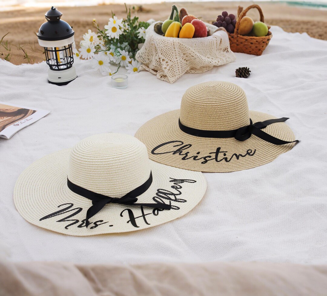Floppy Hats, Custom Bride Sun Hat, Personalized Beach Hat, Bridesmaid ...