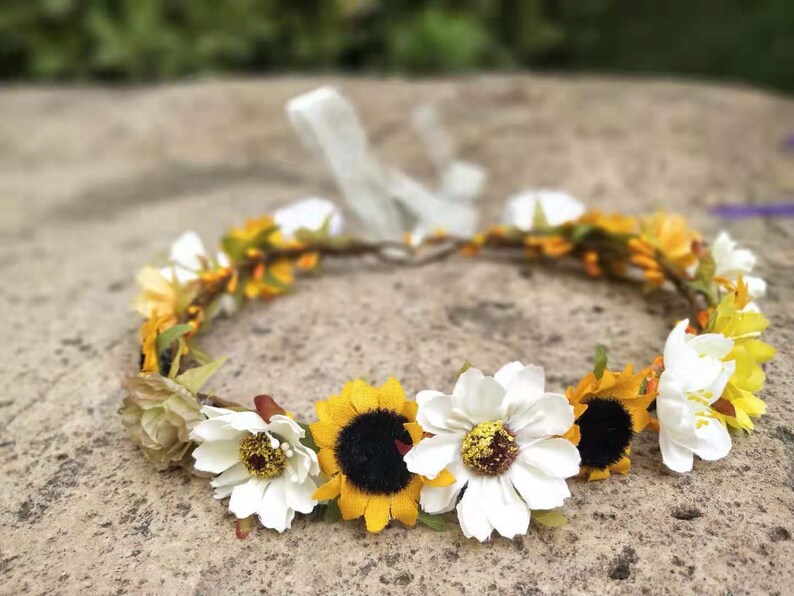 Sunflower Crown Sunflower Headband Flower Girl Crown Fall - Etsy