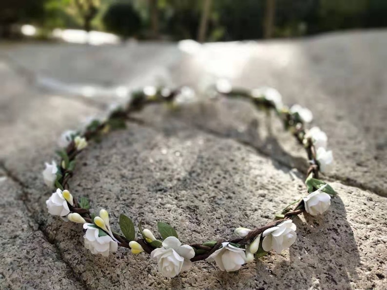 Bridal Flower Crown White Ivory Flower Girl Crown Bridal - Etsy