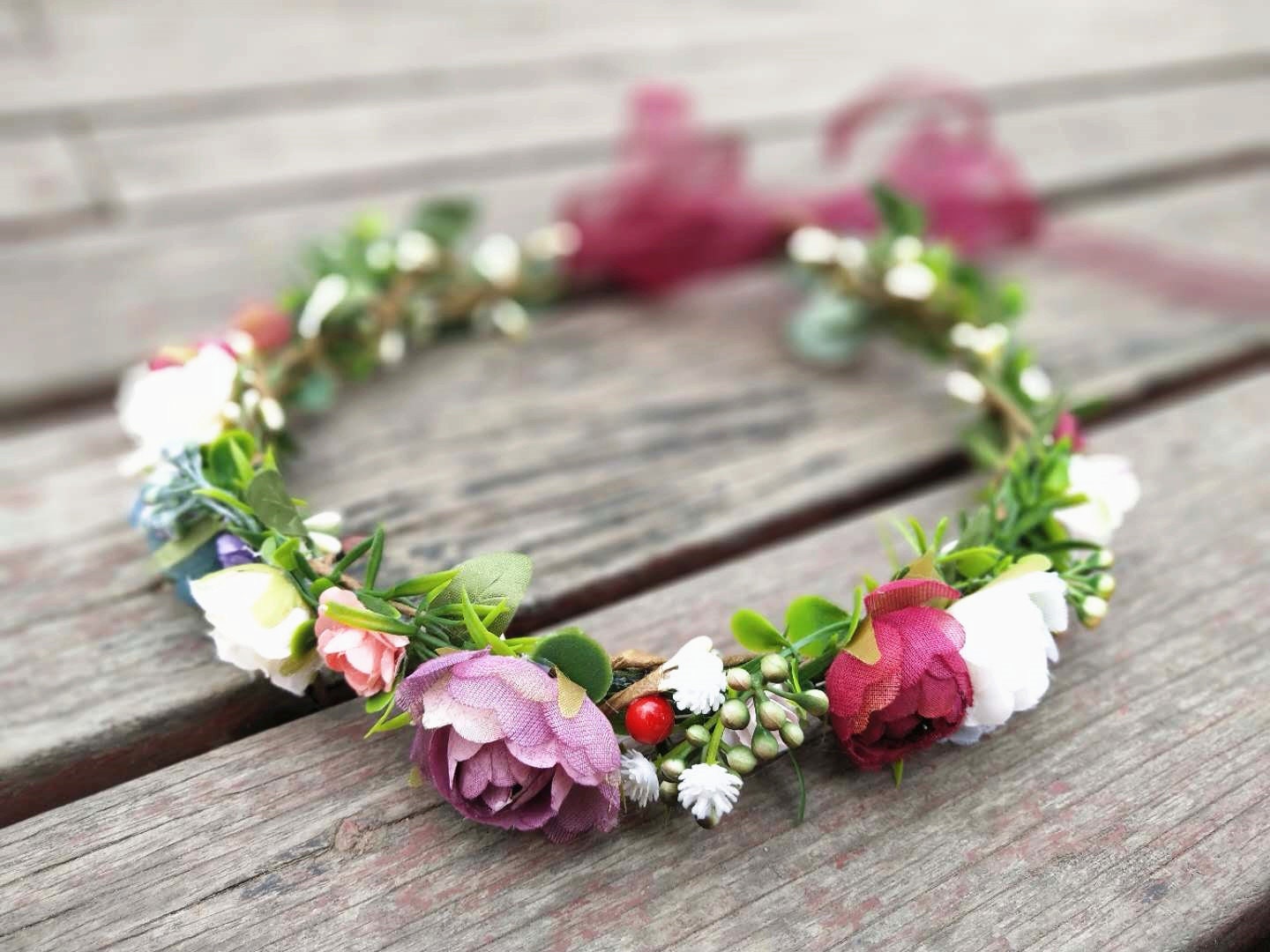 Frosted Flower Crown Rustic Flower Crown Floral Crown Bridal | Etsy