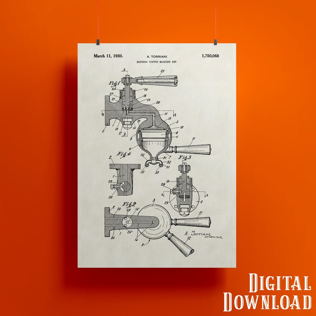 Coffee Espresso - 1930 (digital High Quality Print) Ivory, Copper, and ...