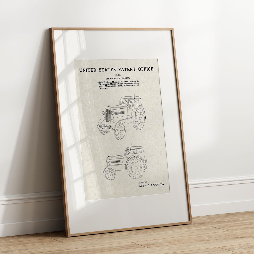 Erickson Tractor - 1939 (free Shipping) Large Unframed 8.5x11 Patent ...