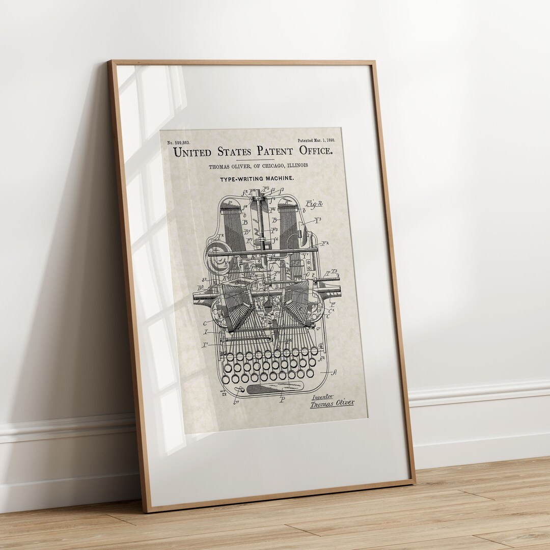 Typewriter - 1898 (free Shipping) Large Unframed 8.5x11 Patent Print - Etsy