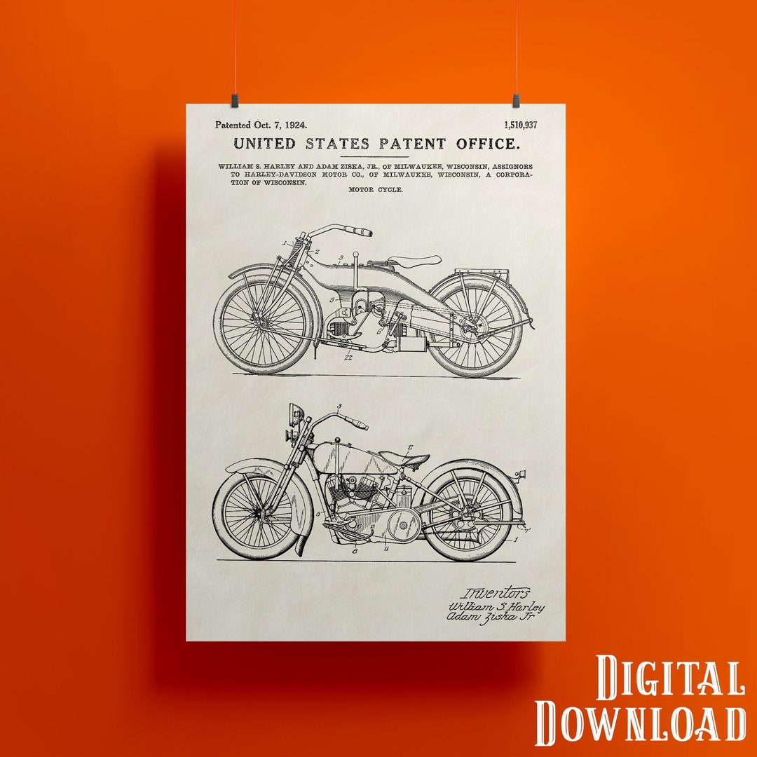 William Harley's Motorcycle - 1924 (digital High Quality Print) Ivory ...