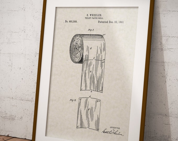 Toilet Paper Roll 1891 free Shipping Large Patent Print | Etsy