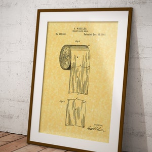 Toilet Paper Roll 1891 Free Shipping Canada Patent Print | Etsy