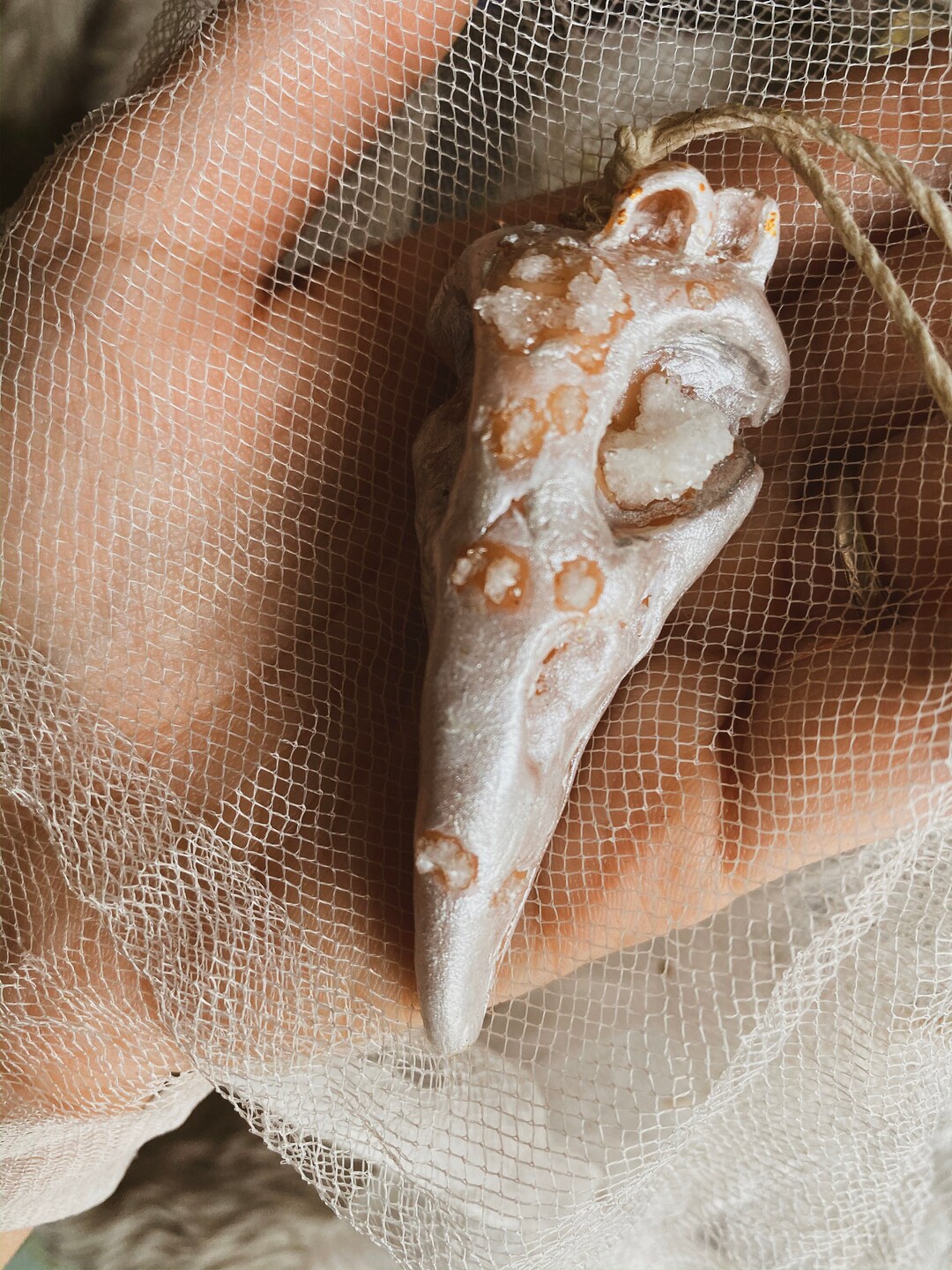 Handmade Wiccan Pendulum Crow Skull Crystal Skull Wiccan Gift Bird ...