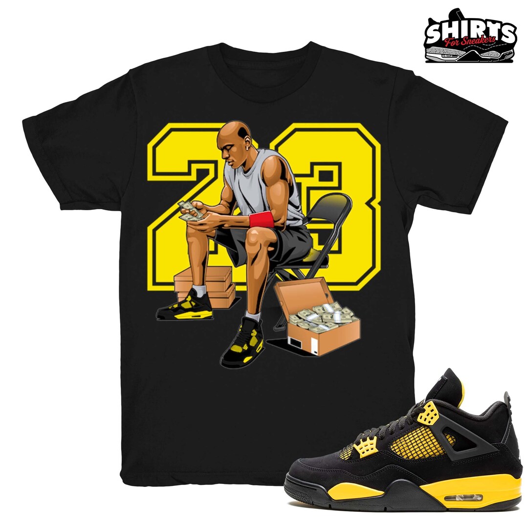 Thunder 4 Shirt MJ Stackin Match Retro 4 Thunder / Black Tee Shirts - Etsy