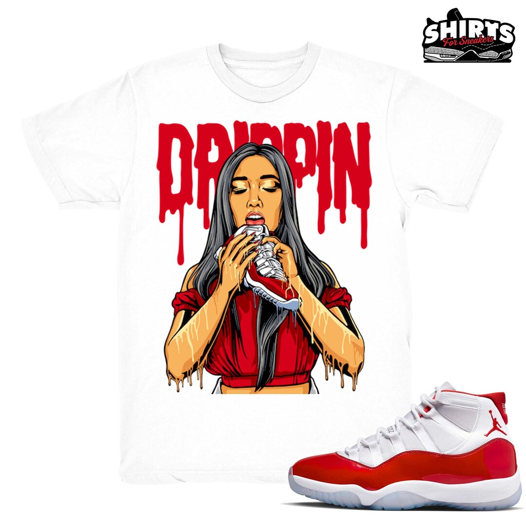 Cherry 11 Shirt | 11s Drippin - Match Retro 11 Cherry / White Tee ...