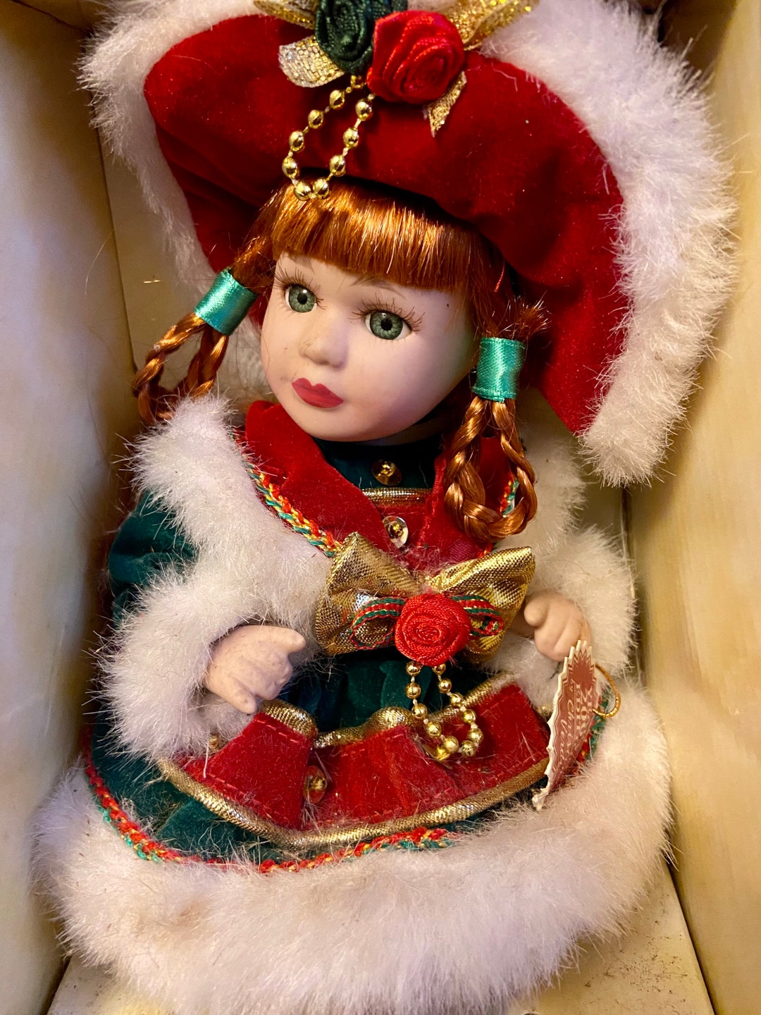 RARE CHRISTMAS PORCELAIN Doll by Christina Verdi, New Condition, Original Box, Never Opened ...