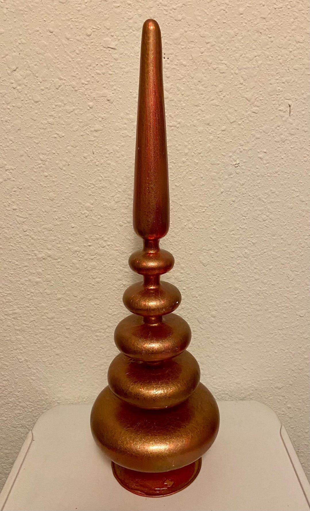 18" RETRO GLASS SPIRE Filial, Deep Red With Golden Flecks, Vintage ...