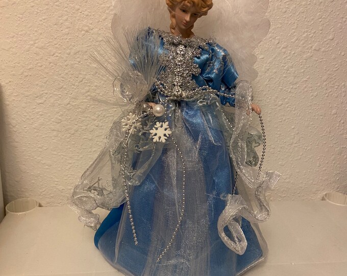 FANCY BLUE ANGEL Tree Topper, Christmas Angel Tree Topper, Angel Tree ...