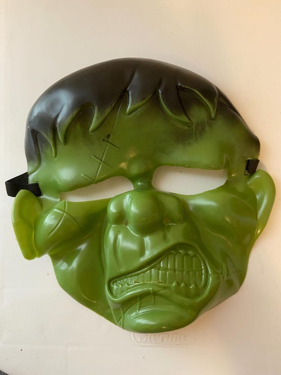 RUBBER GREEN THUG Mask, Halloween mask, Half mask wit… - Gem