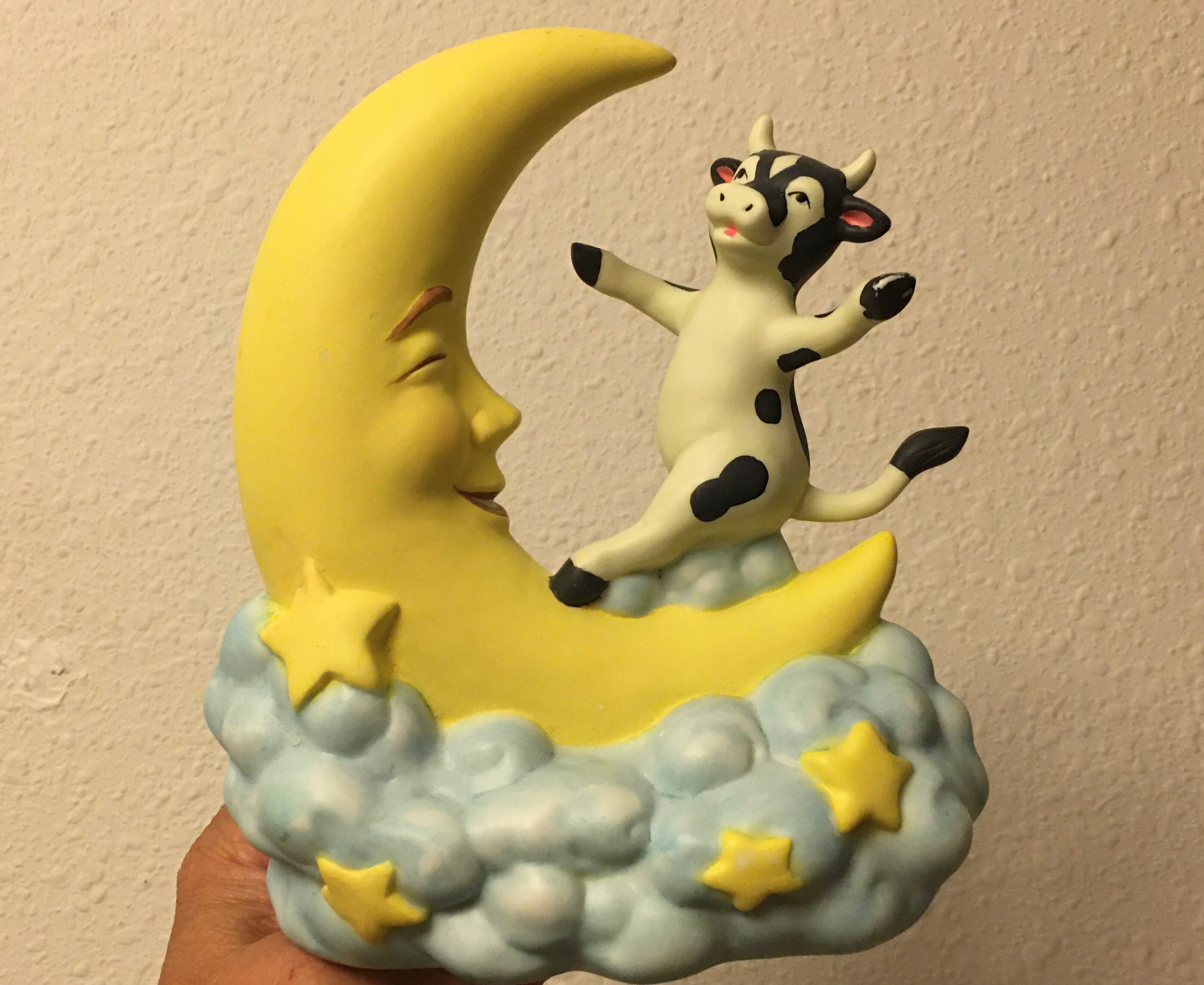 MOON AND COW Figurine And the Cow Jumped Over the Moon | Etsy