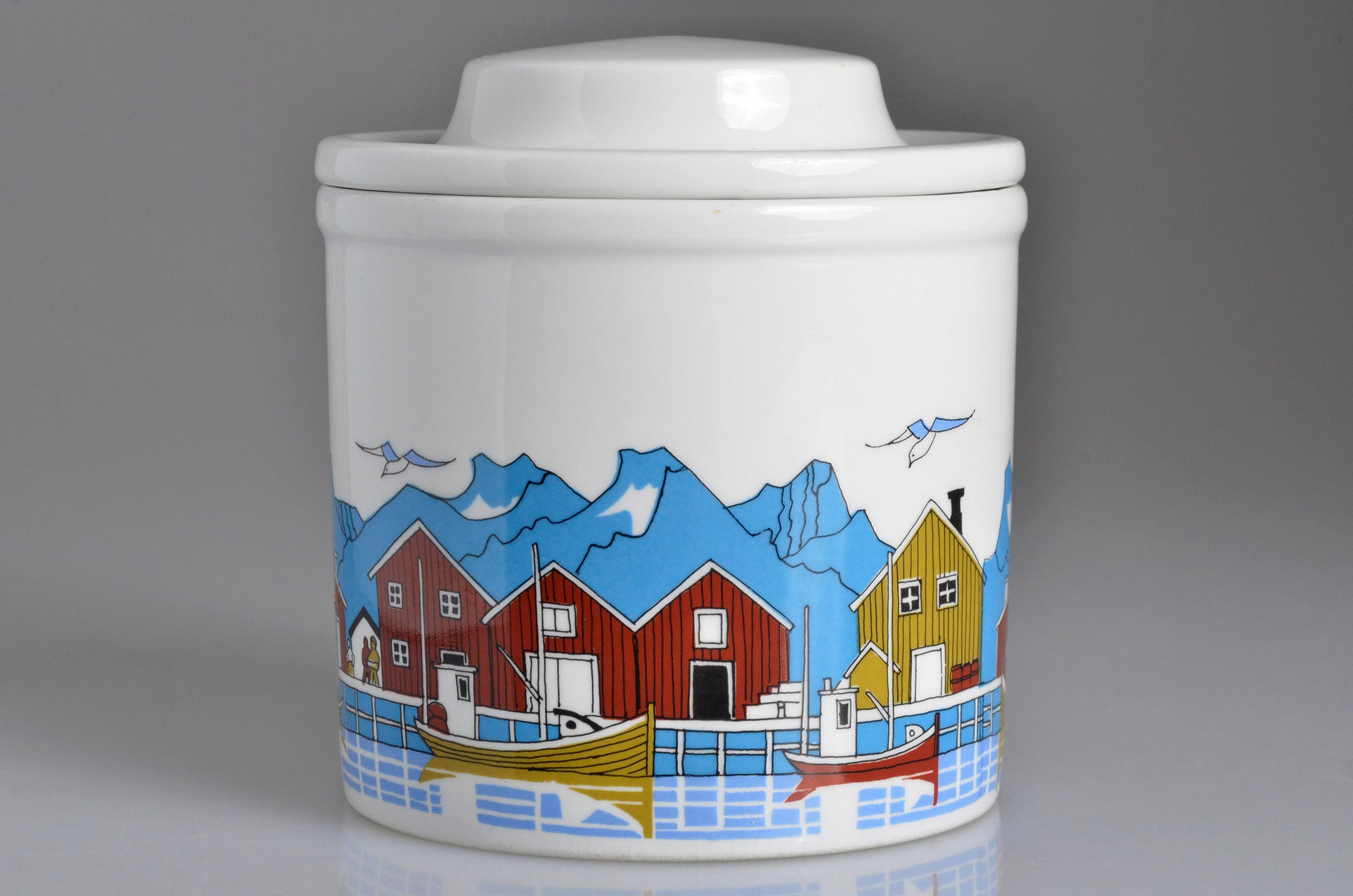 RARE Figgjo Norway Lofoten Souvenir Design 1L Salt Jar/canister ...