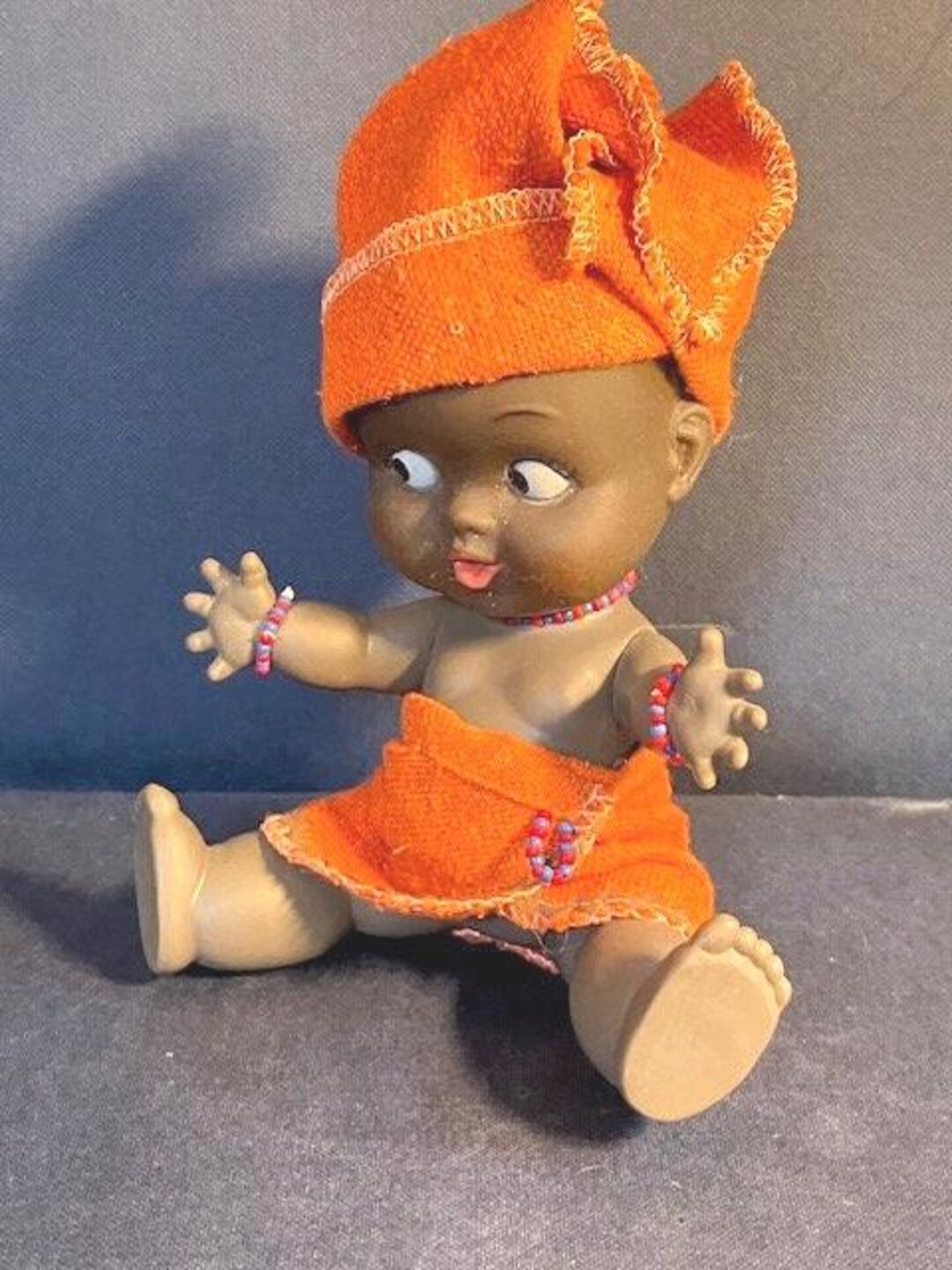 Moveable Baby Doll With Orange Outfit, Beaded Jewelry - Etsy