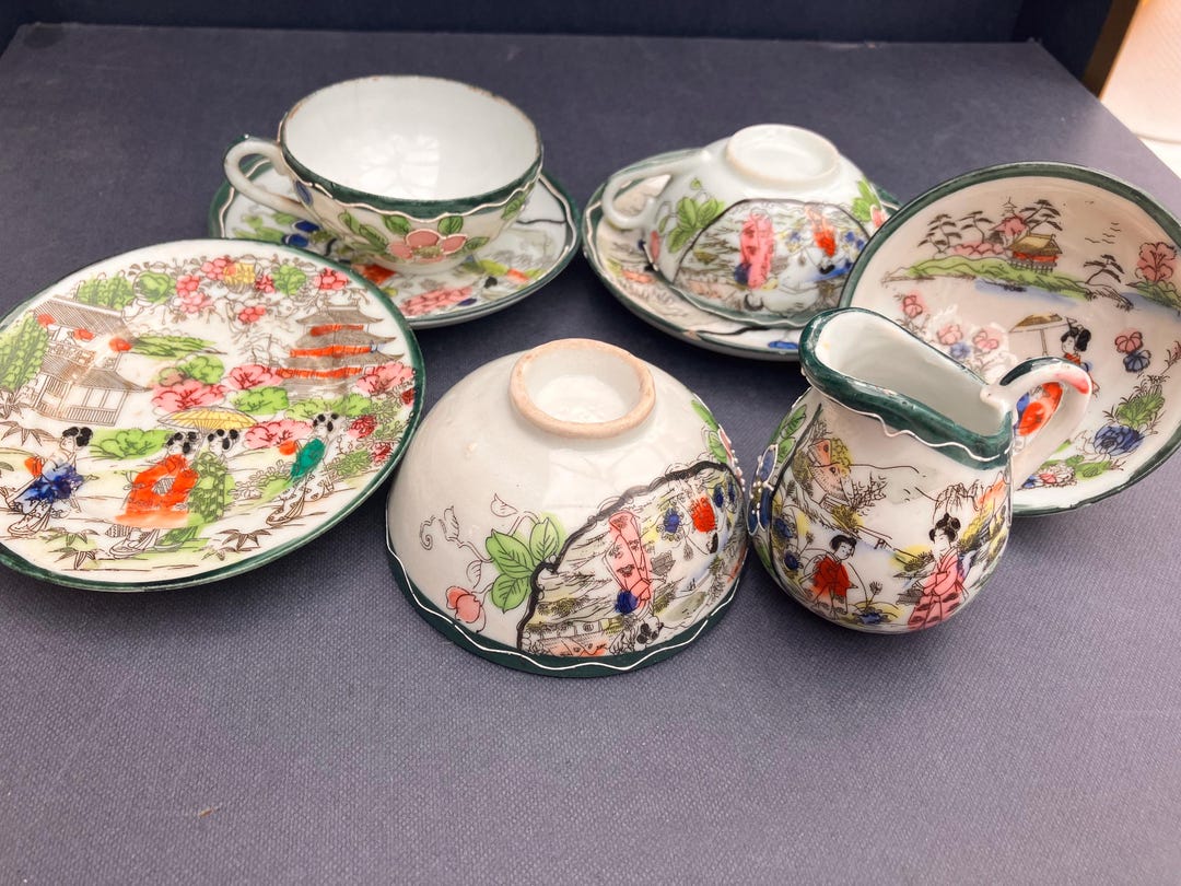 Geisha Tea Cups Plate and Bowls - Etsy