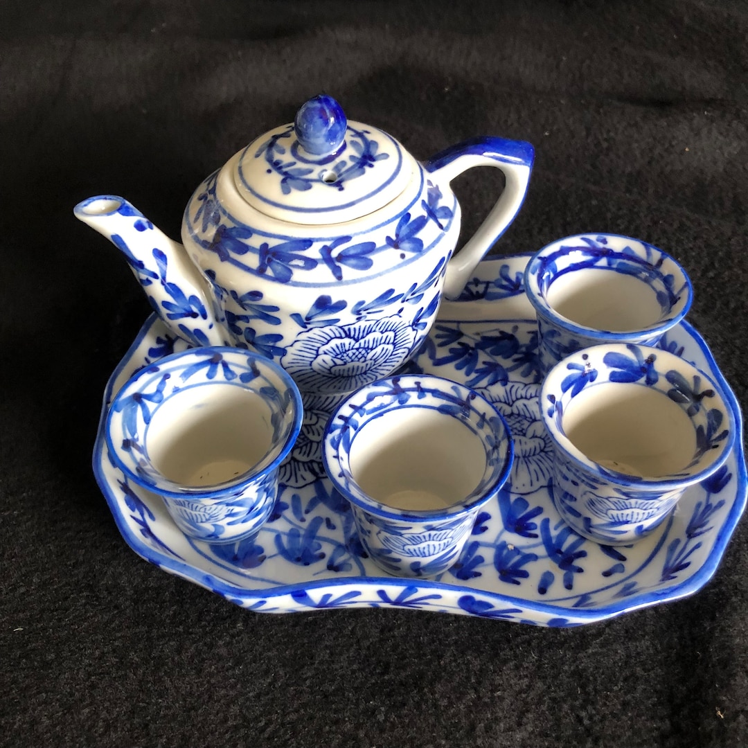 Blue and White Chinese Tea Set - Etsy