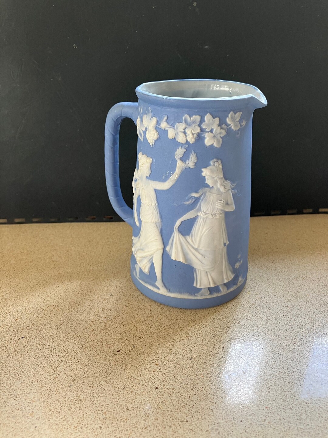 Blue Jug With White Figures - Etsy