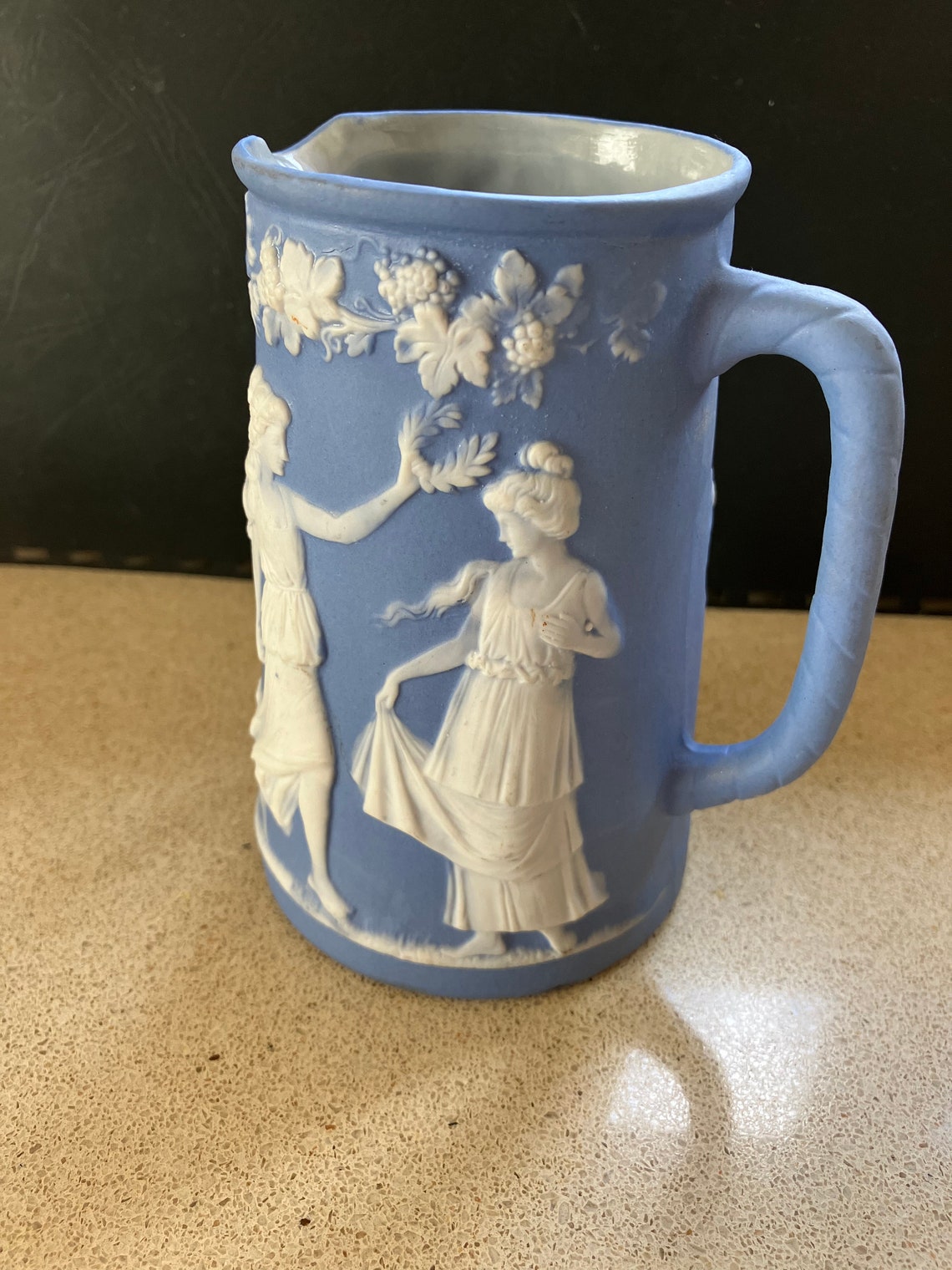 Blue Jug With White Figures - Etsy