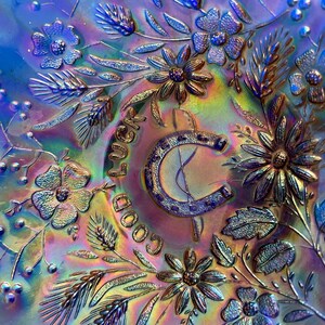 Blue Carnival Glass Good Luck Bowl. - Etsy