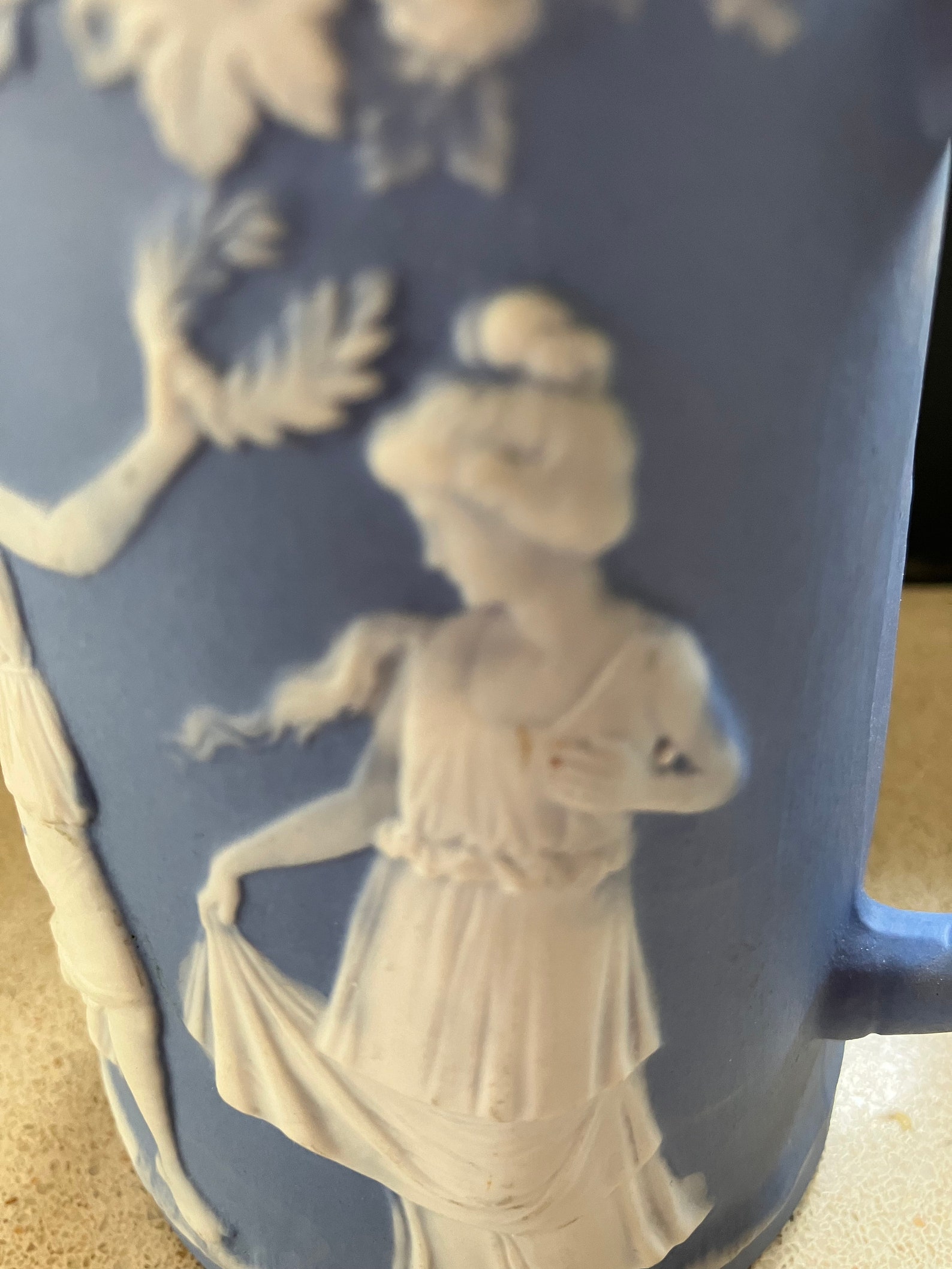 Blue Jug With White Figures - Etsy