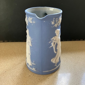 Blue Jug With White Figures - Etsy