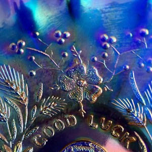 Blue Carnival Glass Good Luck Bowl. - Etsy