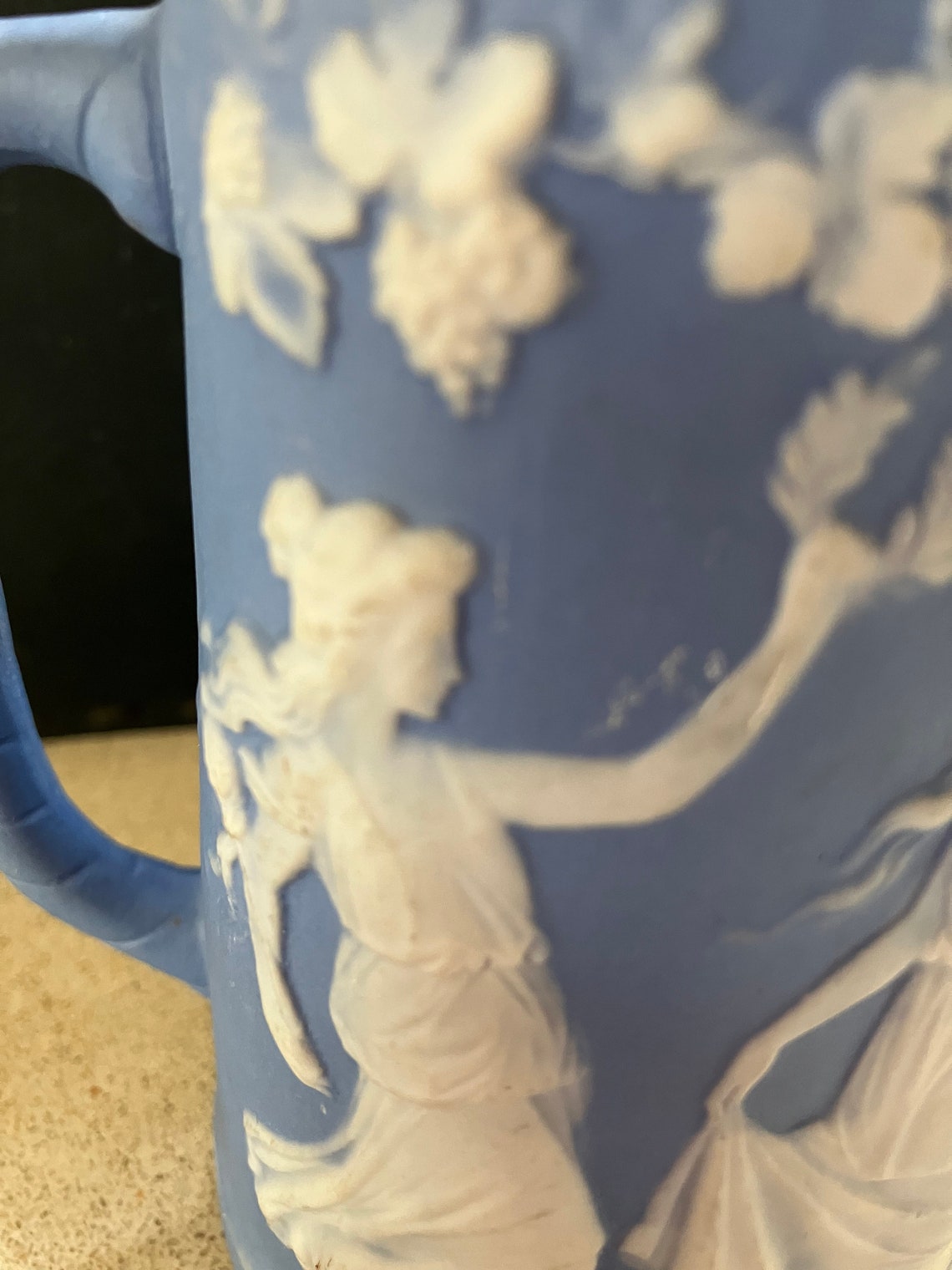 Blue Jug With White Figures - Etsy