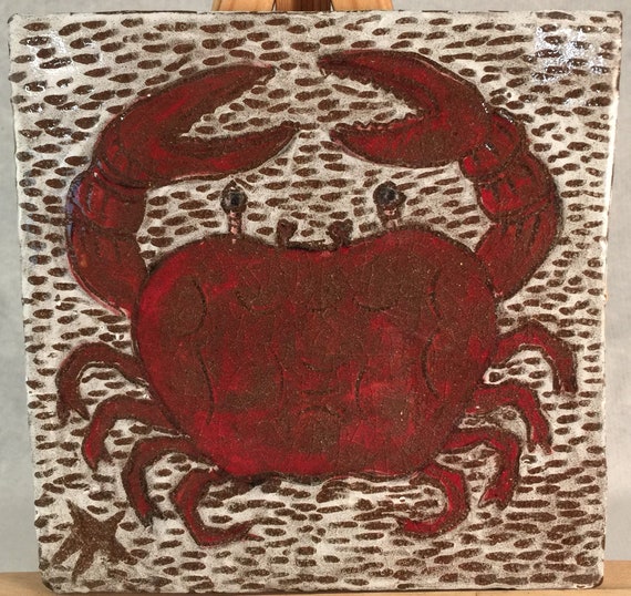 Terracotta Crab Tile - Etsy