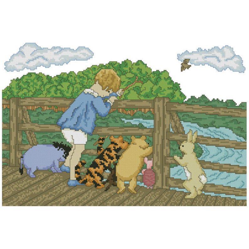 Poohsticks Bridge Classic Winnie the Pooh Cross Stitch - Etsy UK