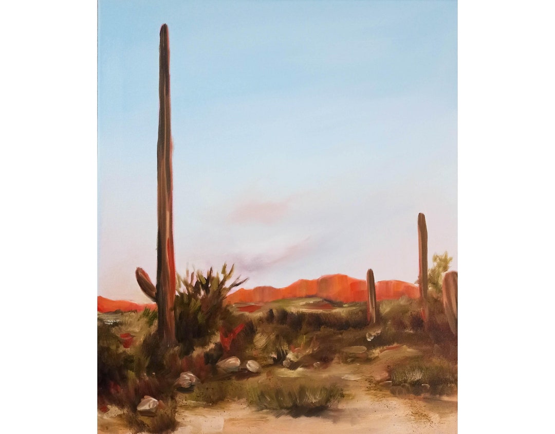 Arizona Painting Cactus Original Art Desert Painting on Canvas ...