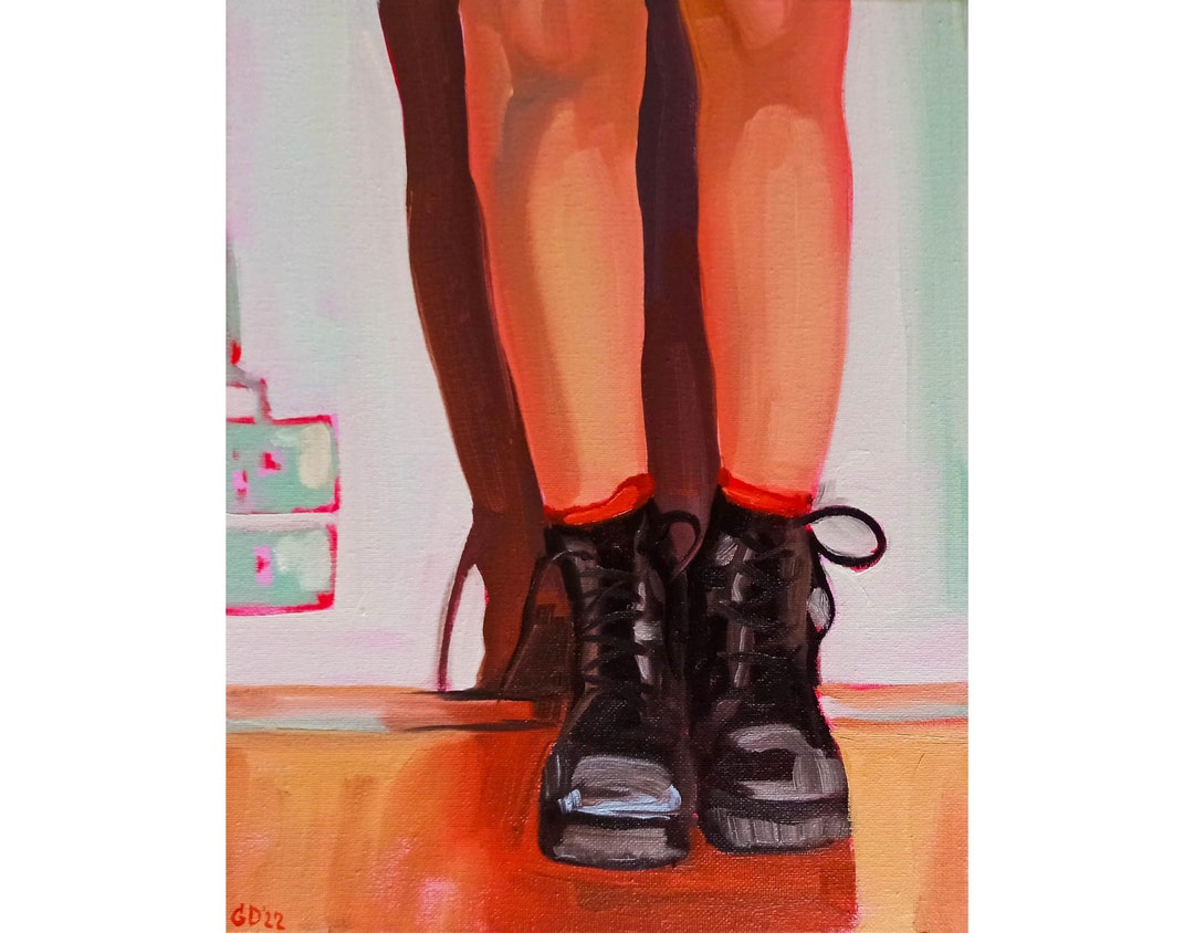 Shoe Painting Feet Original Art Female Figure Painting on Canvas 12 by ...