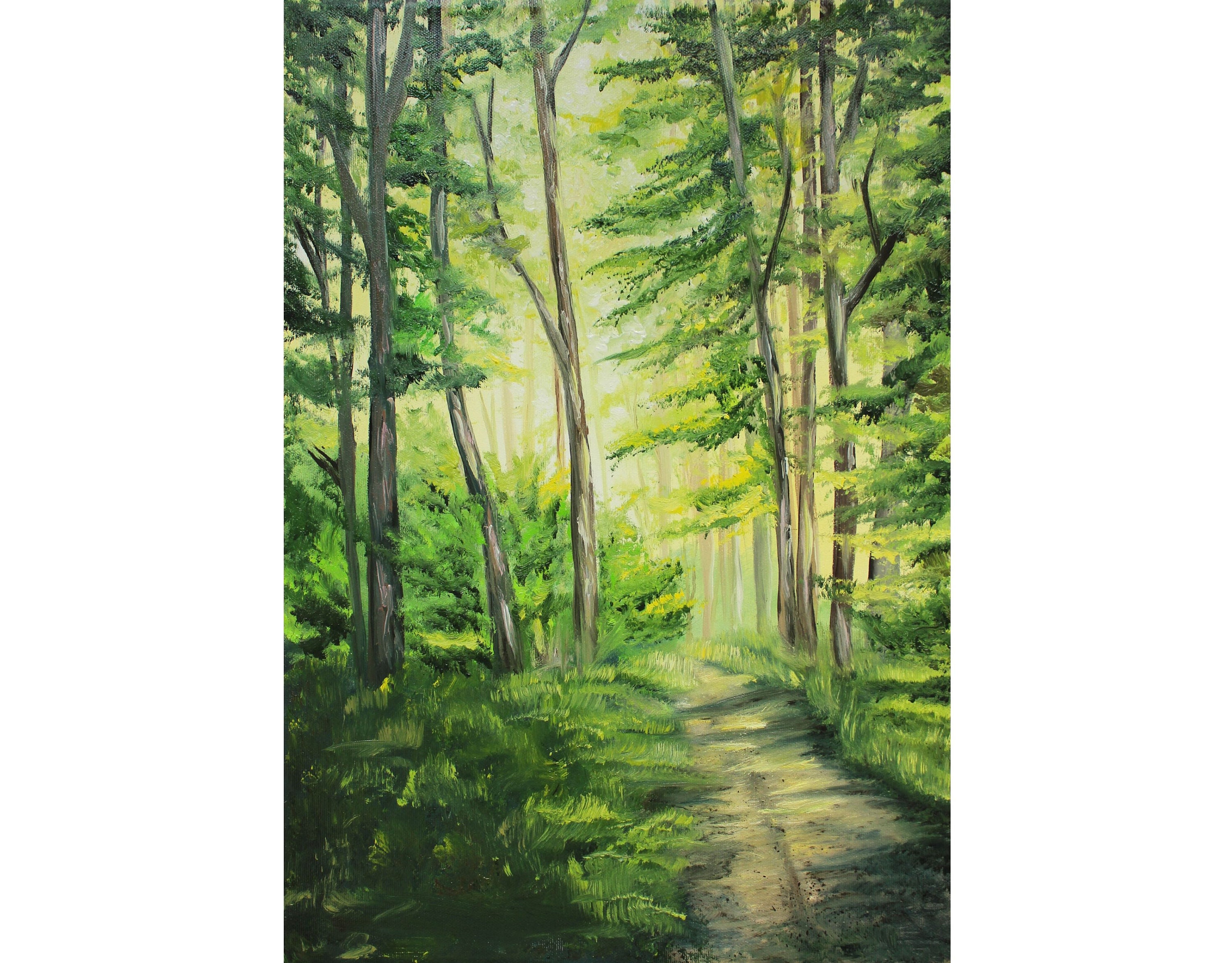 Pine Tree Art Forest Path Original Art Plein Air Painting on | Etsy