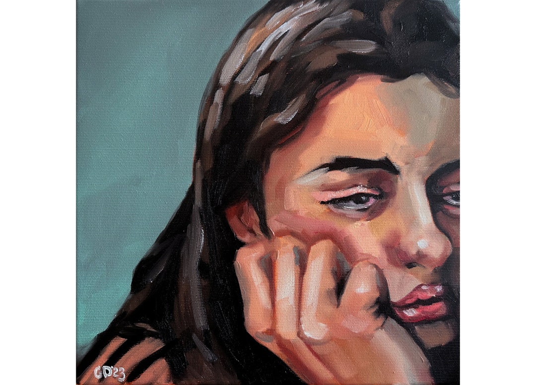 Female Portrait Painting Sadness Original Art Woman Face - Etsy