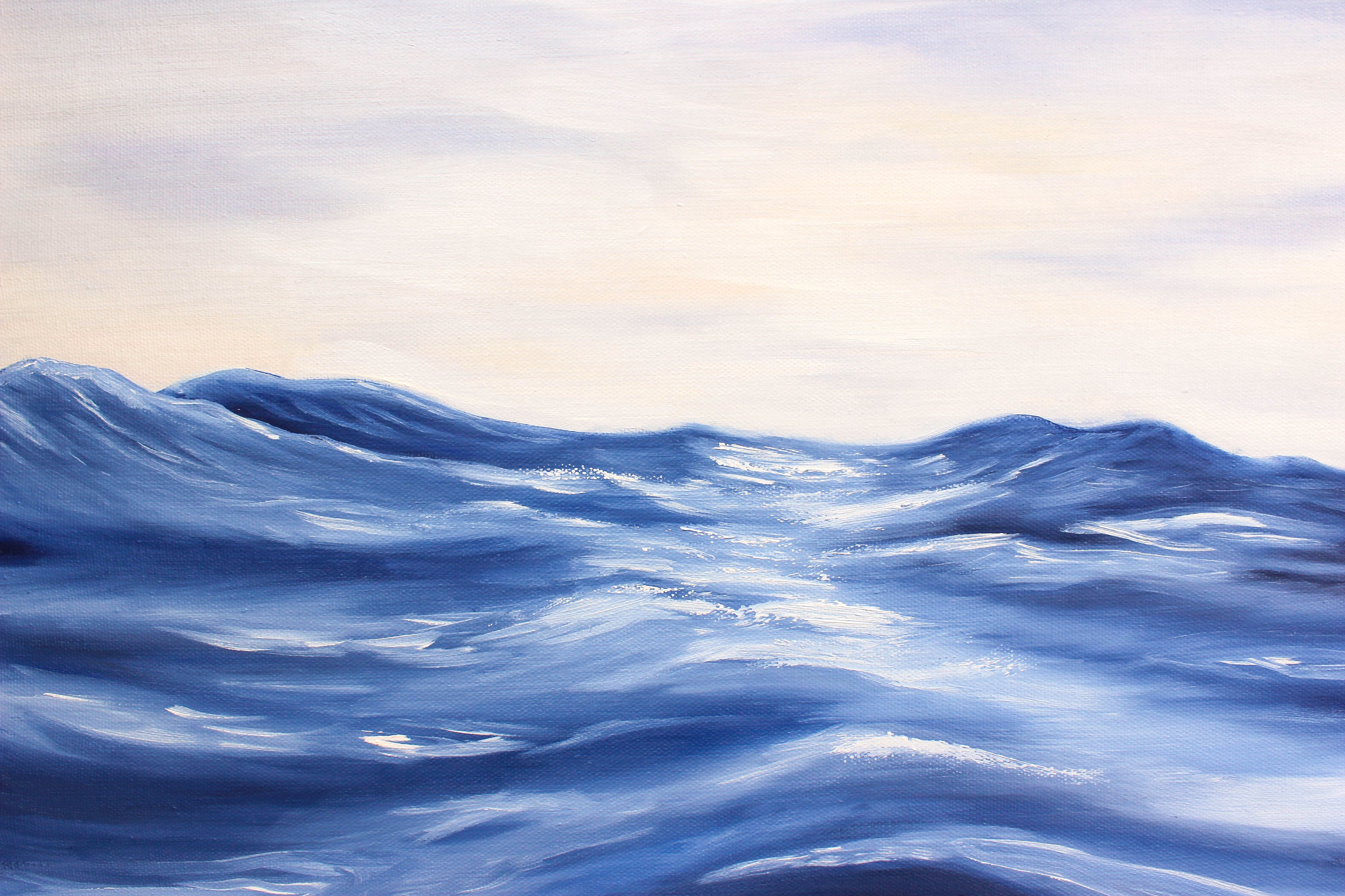 Calm Ocean Painting Original Art Water Artwork Seascape | Etsy