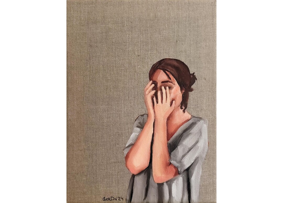 Emotional Woman Portrait Painting Female Figure Original Art Fear Oil ...