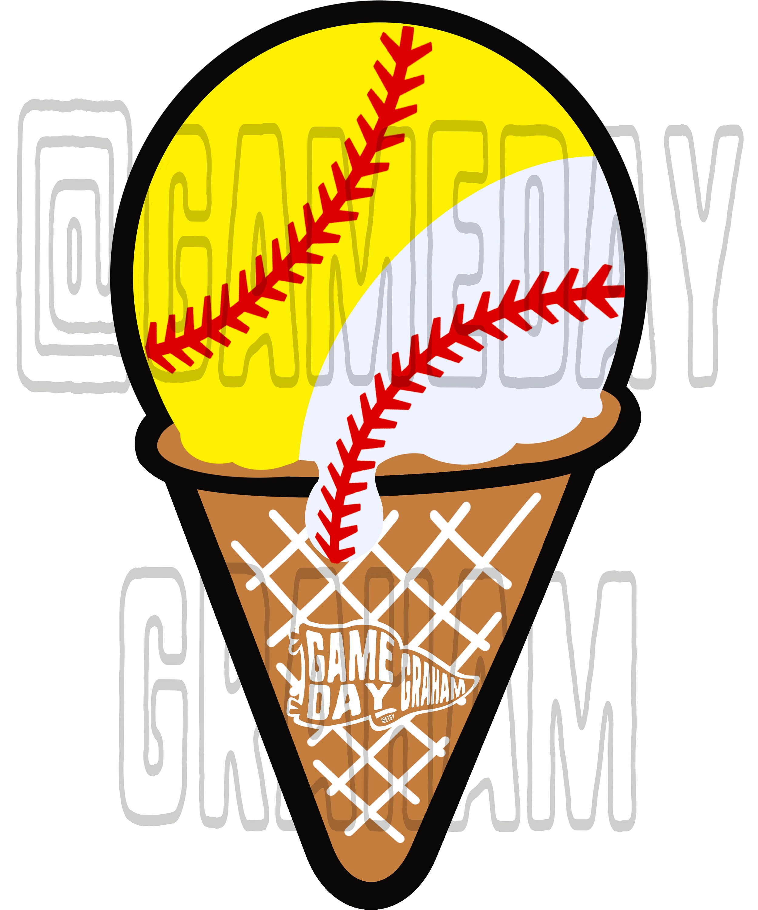 Softball and Baseball Ice Cream Cone Sticker Vinyl Sticker - Etsy