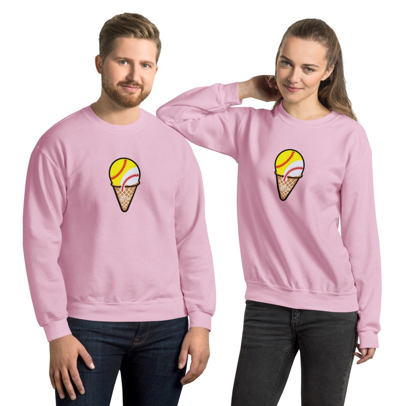 Softball and Baseball Ice Cream Cone Sweatshirt, Baseball Sweatshirt ...