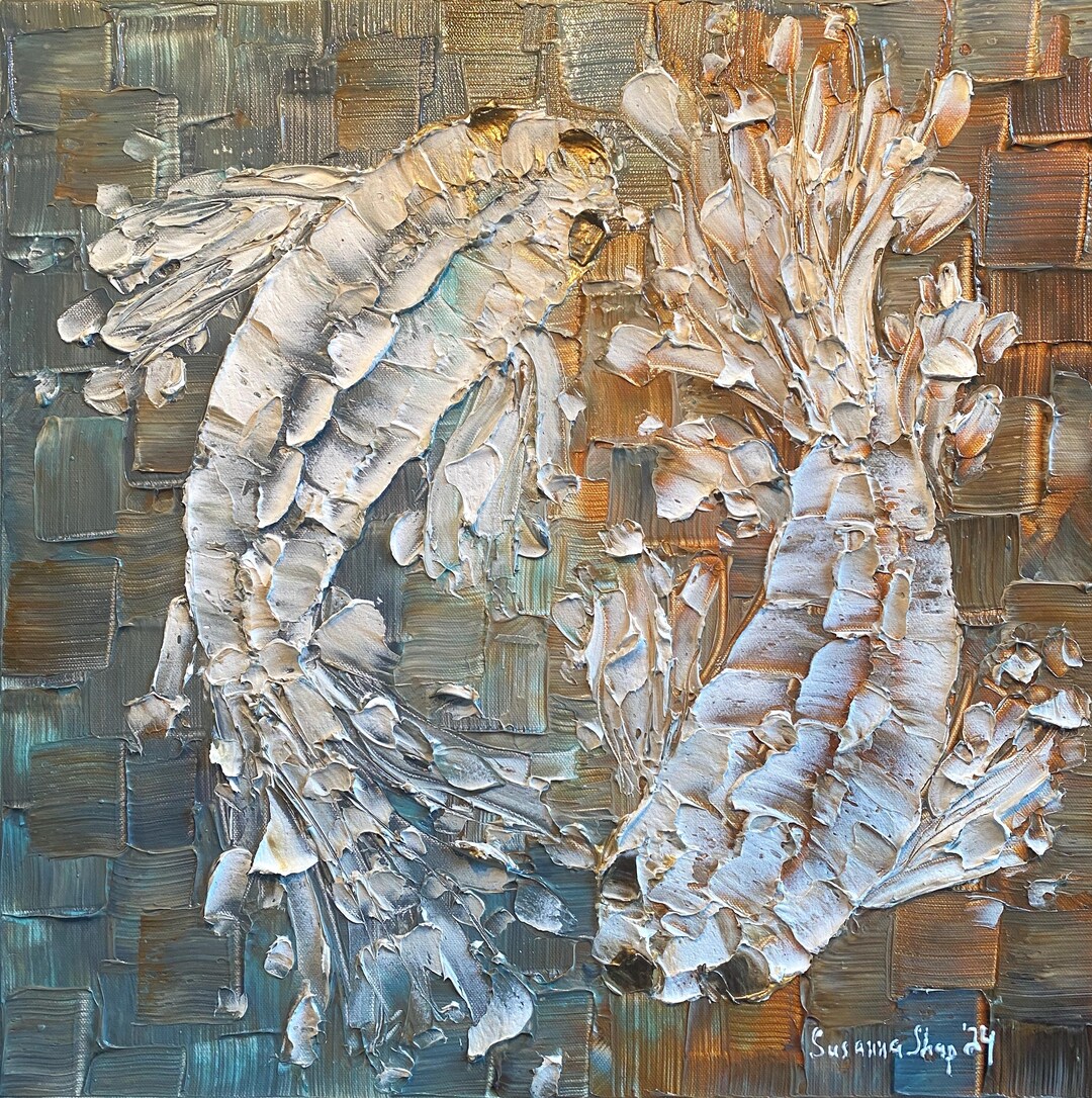 ORIGINAL Koi Fish Expressionist Painting on Canvas Palette Knife ...