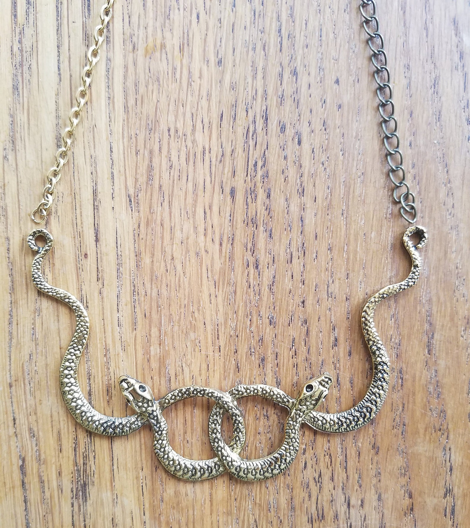 Ouroboros Auryn Double Snake ANTIQUE GOLDTONE Pendant Bronze - Etsy