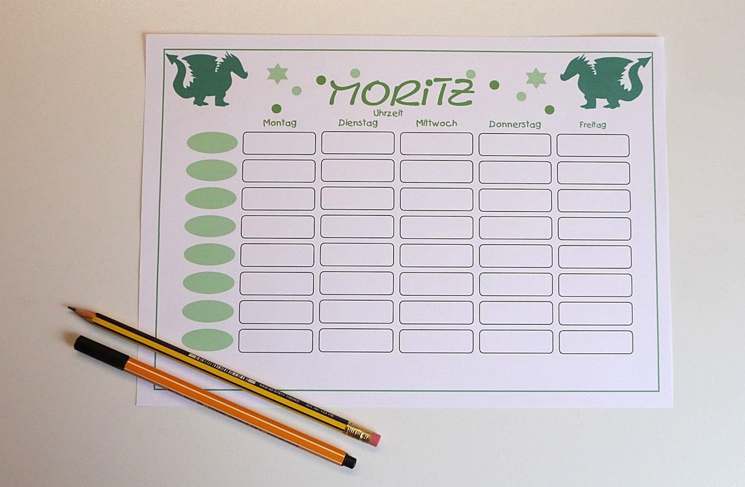 Timetable Personalized Dragon Timetable With Name - Etsy