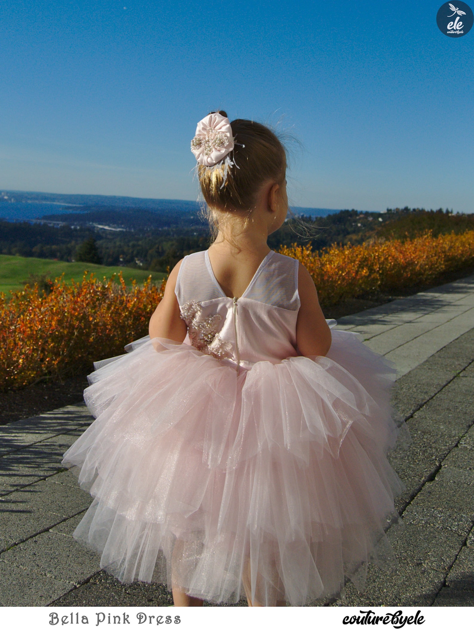 Bella Pink Dress, Pink Flower Girl, Couture Dress, Handmade Embroidery ...
