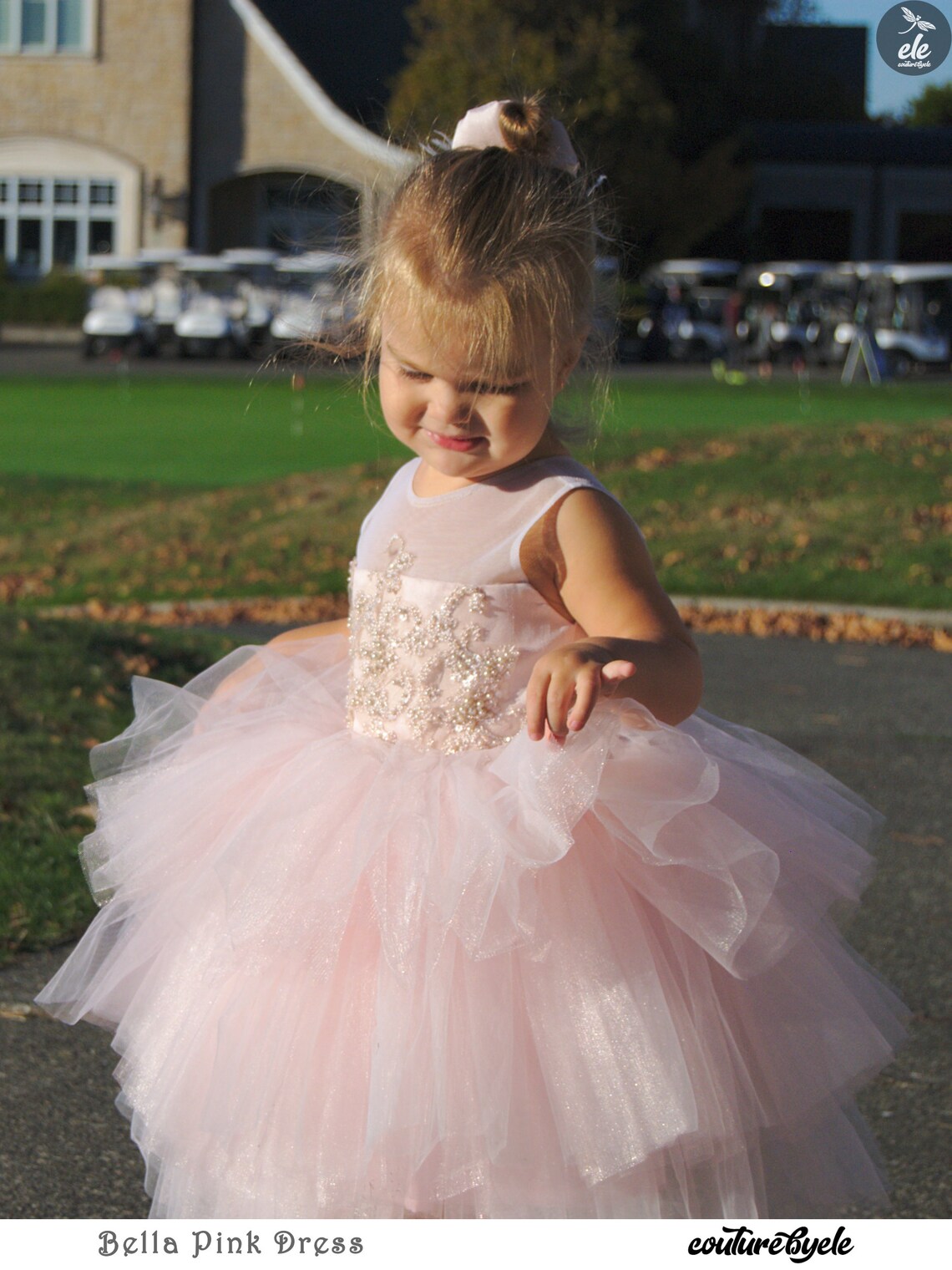 Bella Pink Dress, Pink Flower Girl, Couture Dress, Handmade Embroidery ...