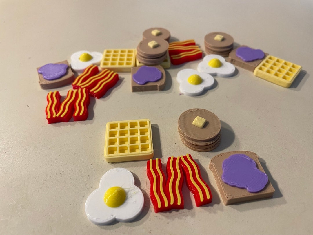 Breakfast Checkers - Bacon, Eggs, Toast, Waffles, Pancakes! 3D Printed ...