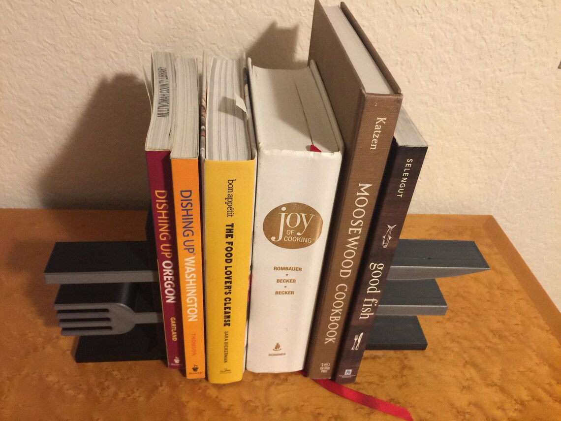 Fork and Knife Bookends - Cookbook Holders, 3D Printed Book Holders ...