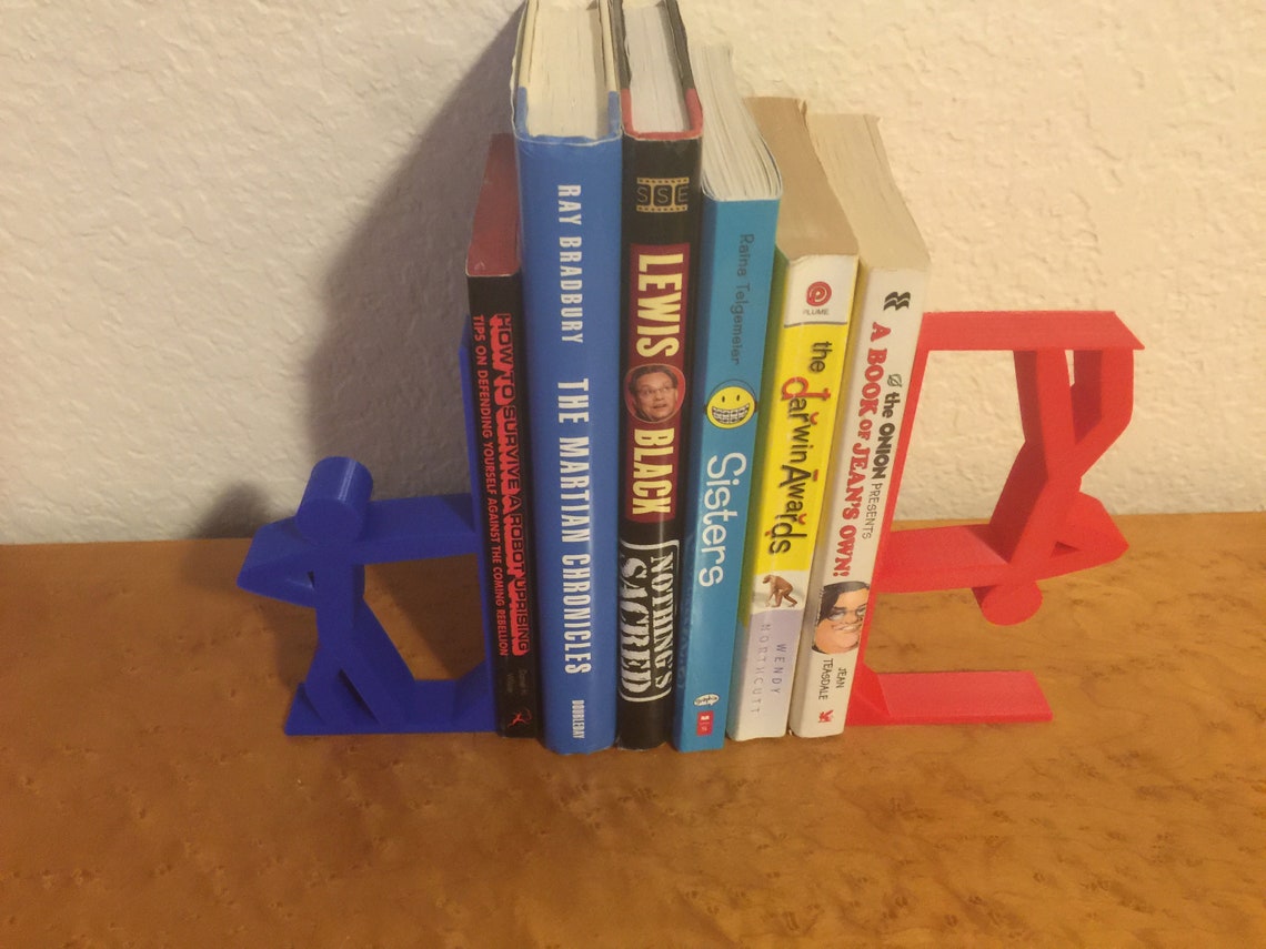 Leaning Upside-down Bookends - Gifts for Readers and Kids, 3D Printed ...