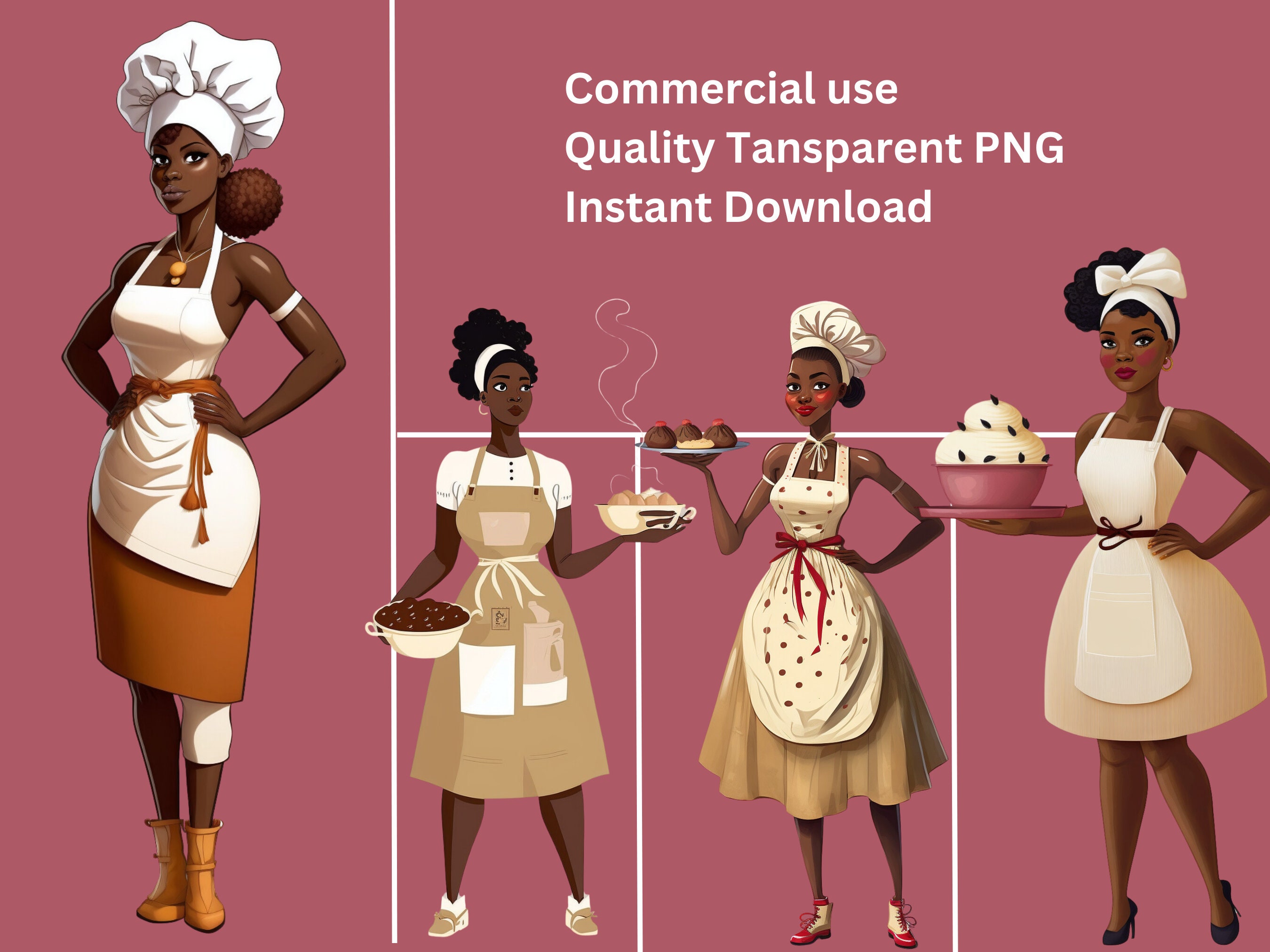 Black Baker Woman PNG Black Skin Chef Clipart Melanated Cook Girl PNG ...