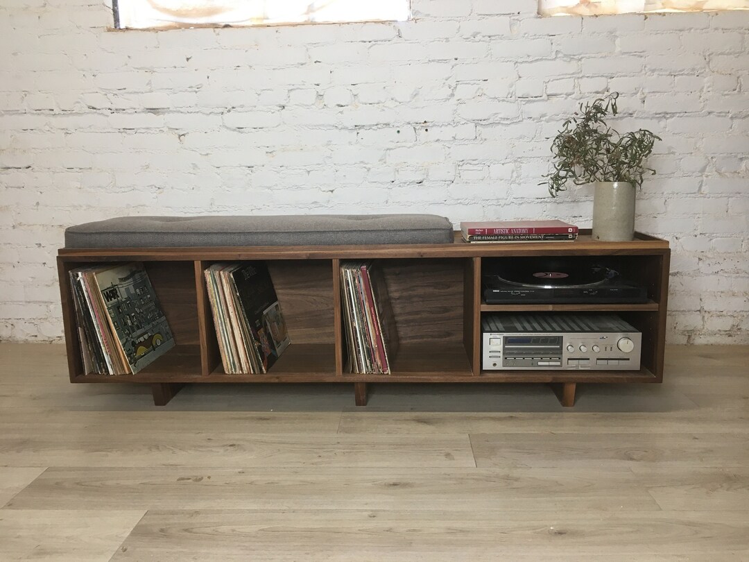 HIFI Vinyl Component Shelf Storage Bench with Mid-century - Etsy